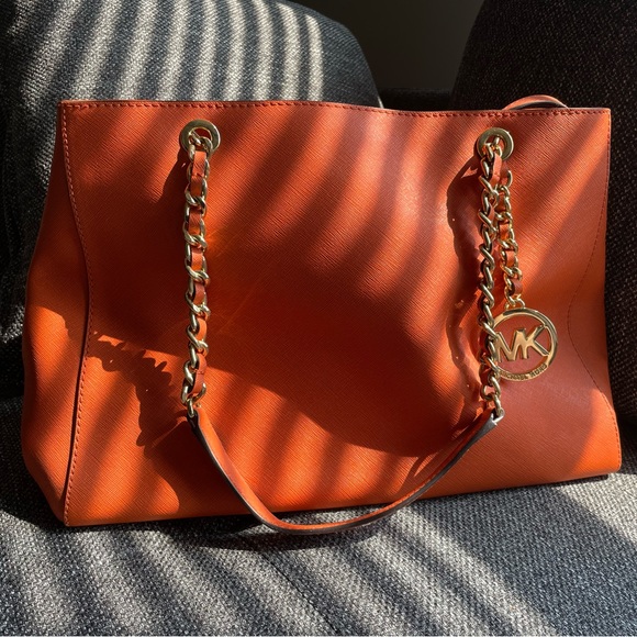 MICHAEL Michael Kors | Bags | Michael Michael Kors Large Orange Leather ...